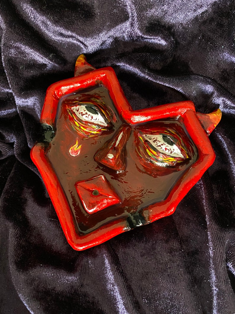 Devil Heart Face Incense Burner / Ashtray / Handmade - Etsy