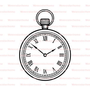 Pocket Watch Svg,pocket Watch Line Art Svg,pocket Watch Clipart Svg ...