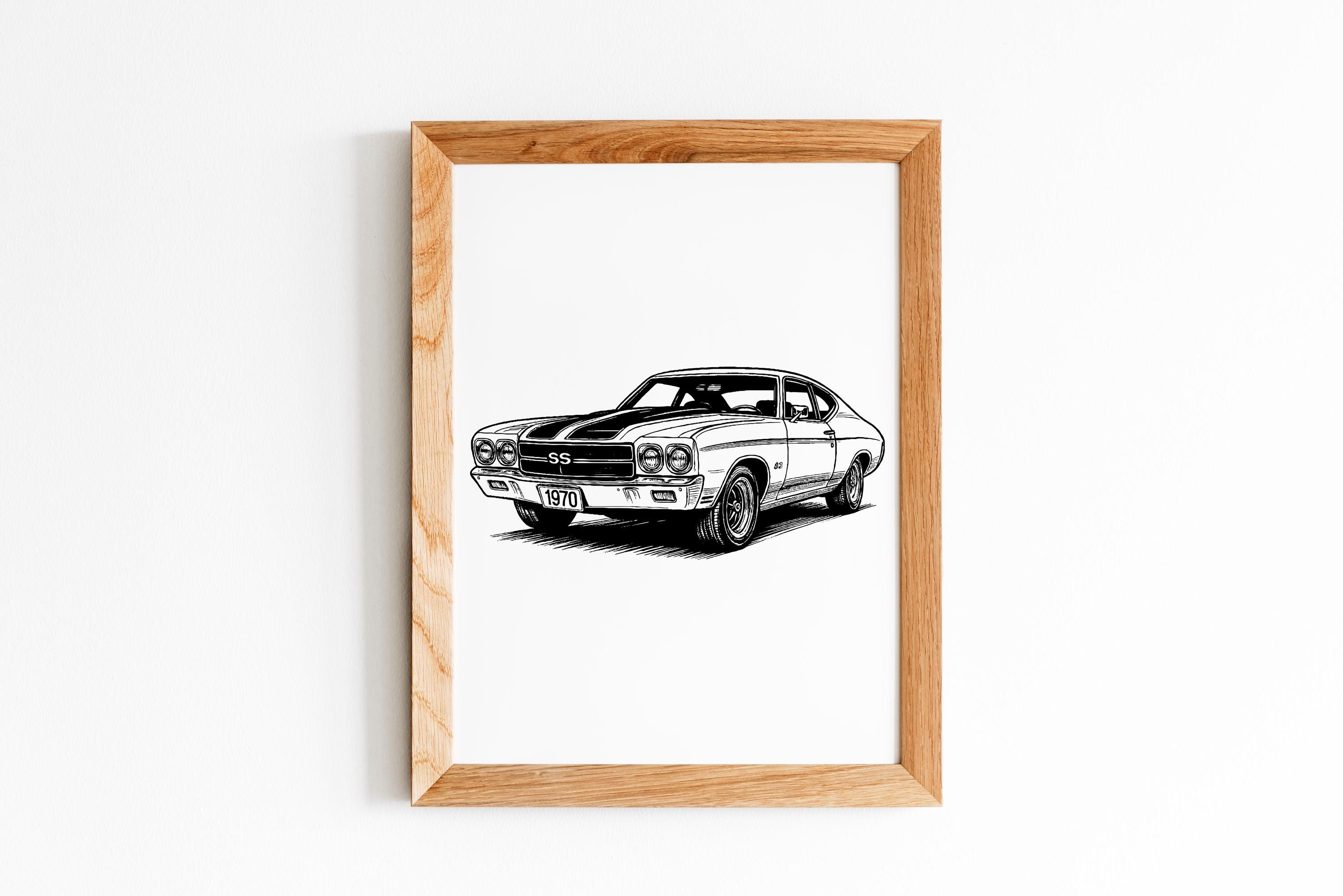 1970 Chevelle Svg,chevy Ss 454 Clipart,chevelle Line Art,chevrolet ...