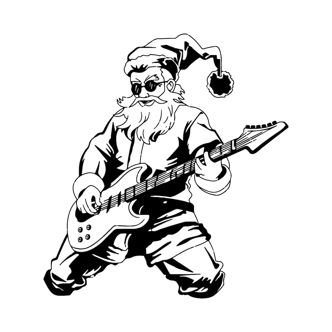 Rock and Roll Santa Claus Svg,guitar Playing Santa Svg,music Lover ...