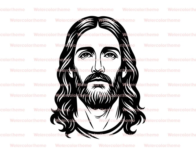 Jesus Face SVG Bundle: Christian Silhouette Clipart (digital Download ...
