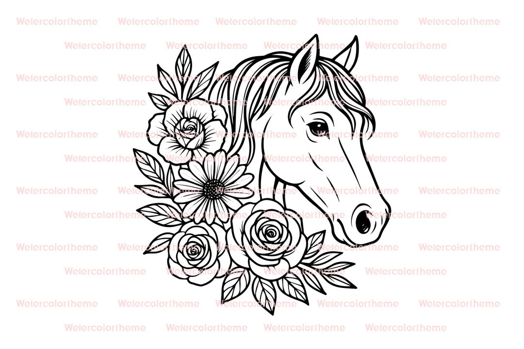 Horse With Flowers Svg,floral Horse Svg,boho Horse Svg,horse With ...