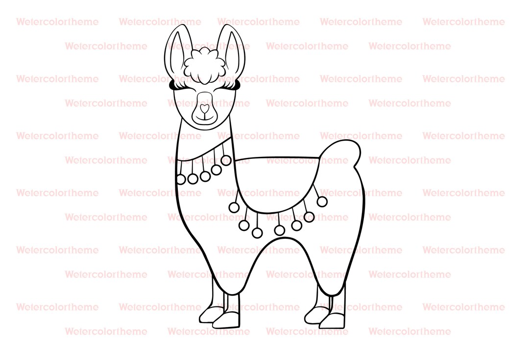 Llama Svg,cute Llama Svg,llama Clipart,llama Lineart,cute Llama Svg ...