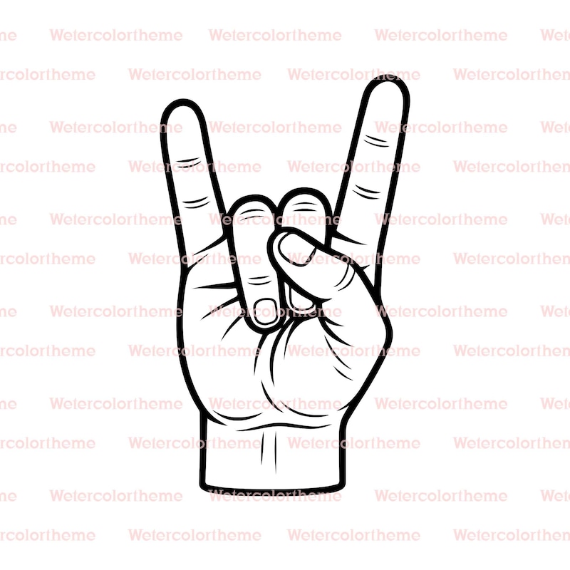 Rockstar Finger Svg - Etsy