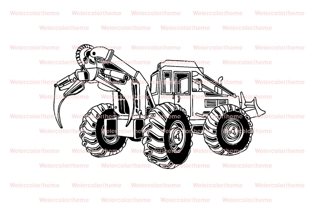 Logging Skidder SVG | Forestry Tractor Line Art Cricut Cut File - Etsy
