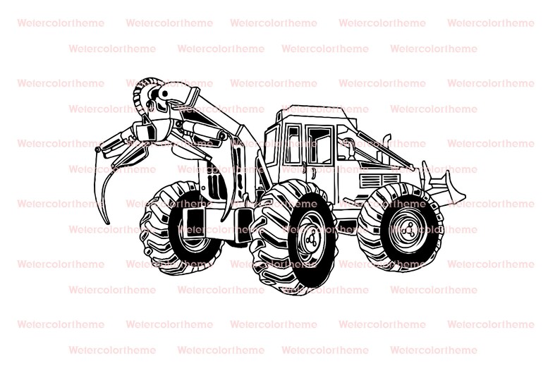 Logging Skidder SVG | Forestry Tractor Line Art Cricut Cut File - Etsy