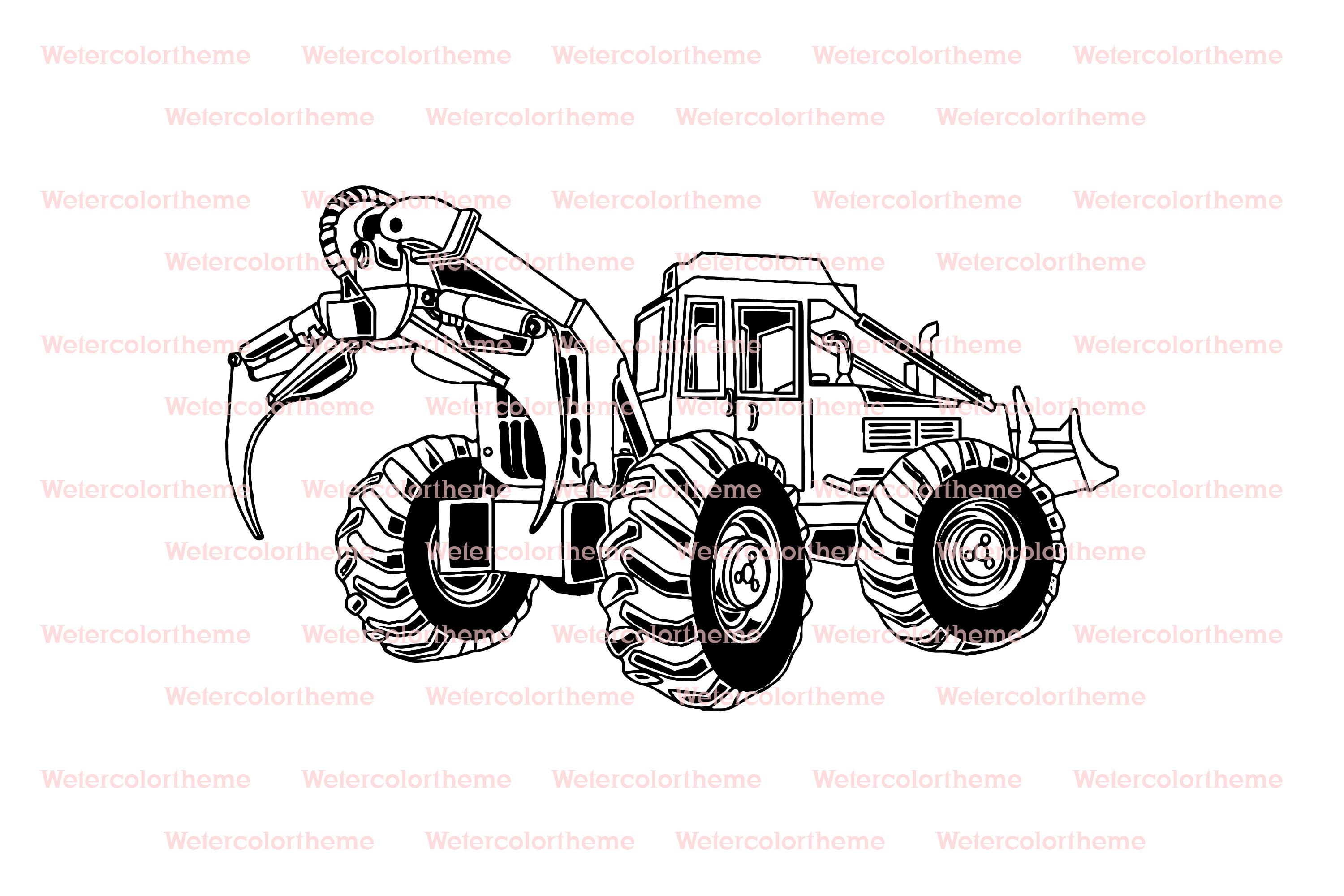 Logging Skidder SVG | Forestry Tractor Line Art Cricut Cut File - Etsy