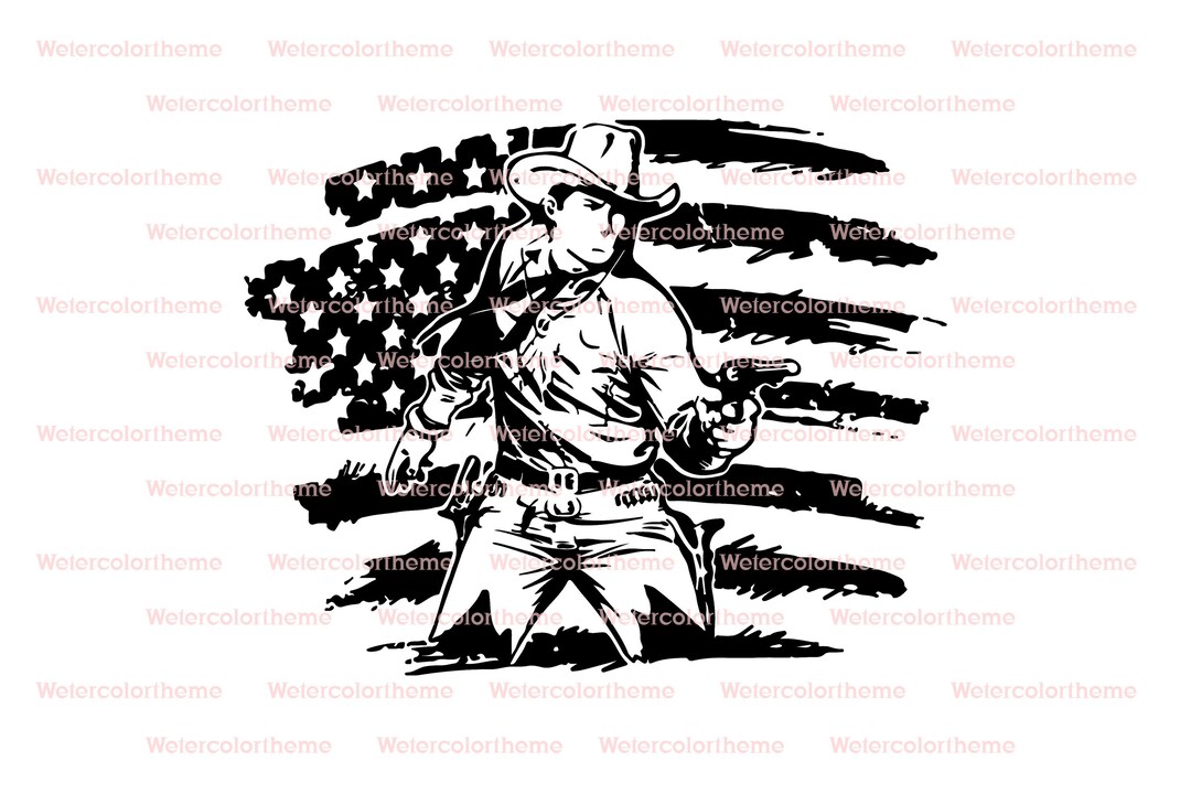 Wild West Gunslinger Svg,cowboy American Flag Svg,patriotic Cowboy Svg ...