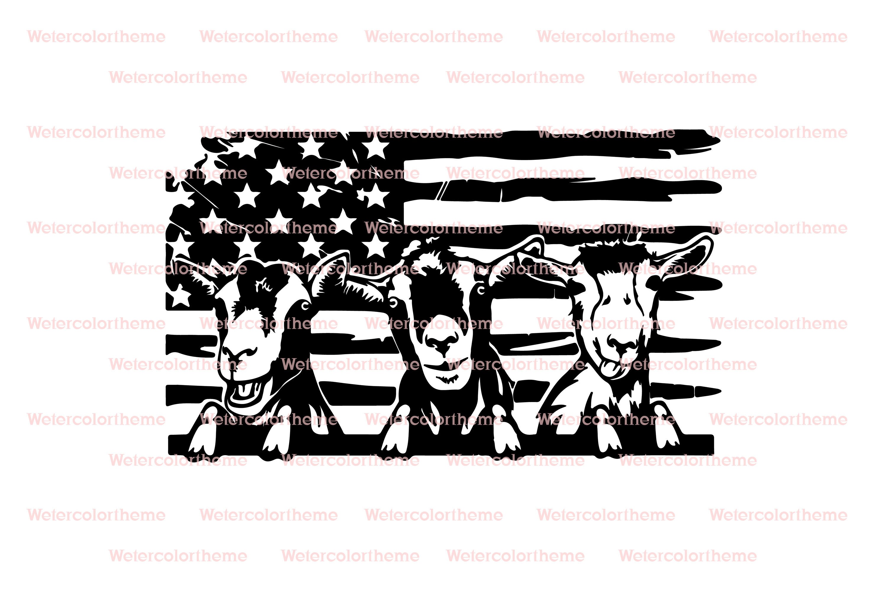 US Flag Cute Goat Svg,farm Goat Svg,patriotic Goat Svg,charming ...