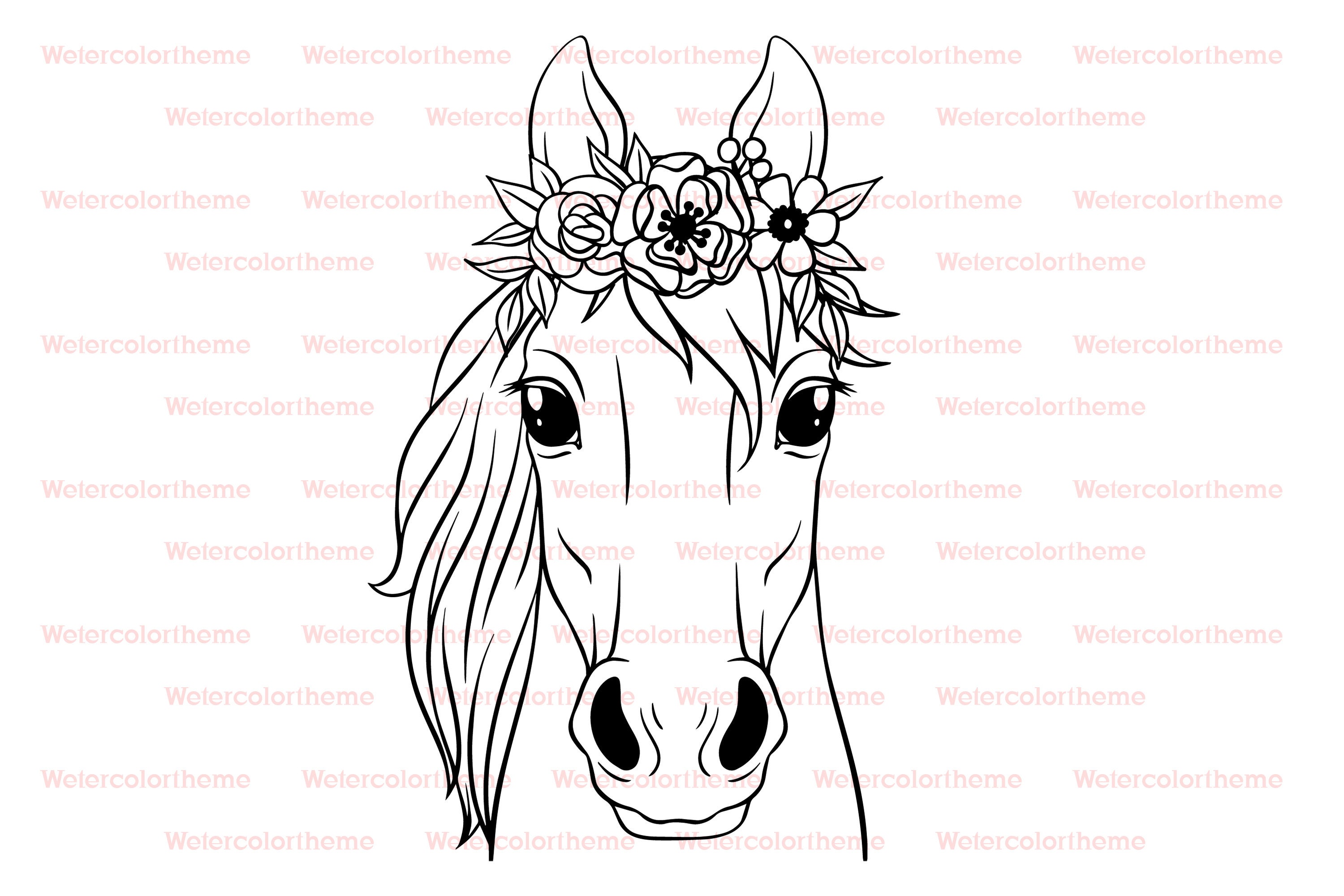 Horse SVG File,horse With Flower Crown Svg,horse Cut File,horse With ...