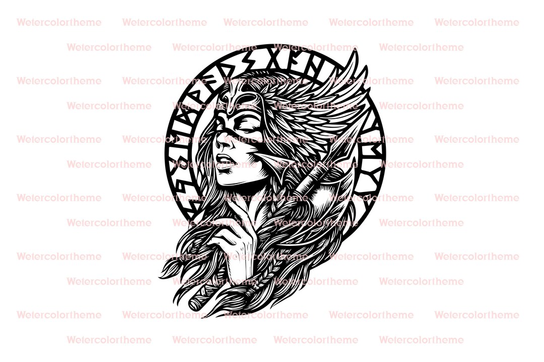 Valkyrie Svg,norse Valkyrie Svg,valkyrie Line Art Svg,valkyrie Warrior ...