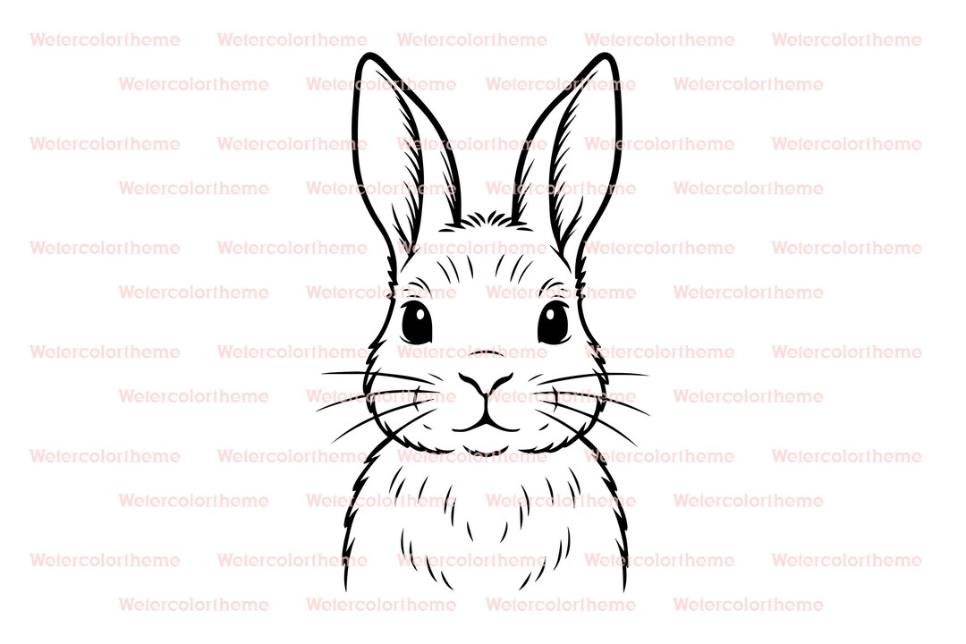 Bunny Svg,cute Bunny Svg,rabbit Svg,bunny Face Clipart,bunny Line Art ...