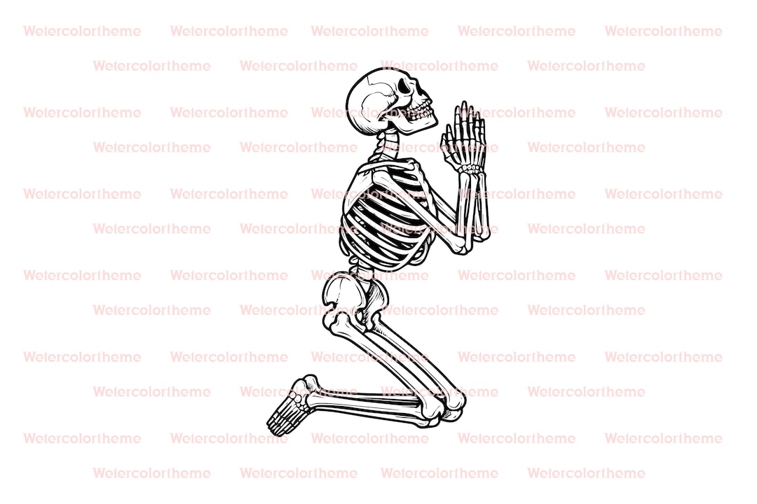 Praying Skeleton Svg,skeleton Kneeling Svg,skeleton Prayer Svg ...