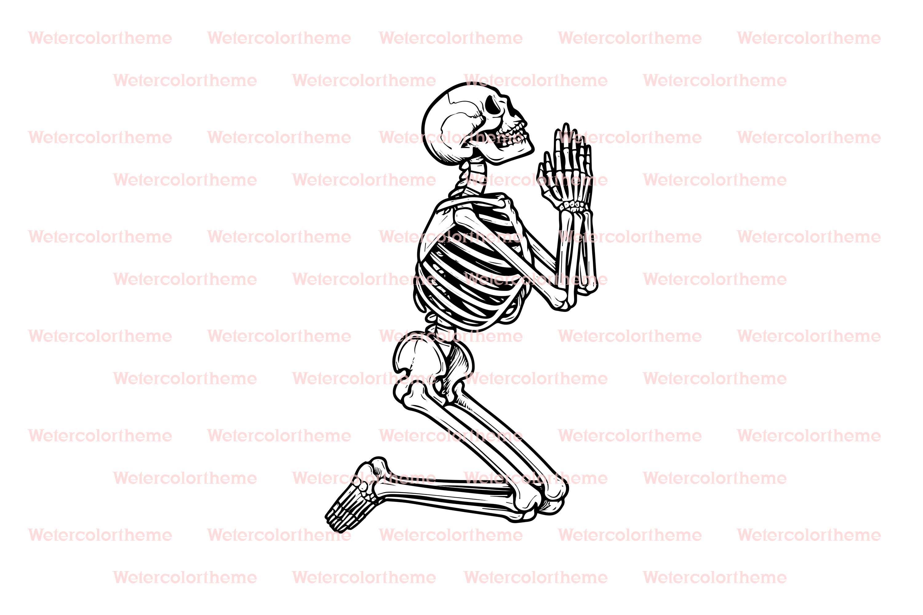 Praying Skeleton Svg,skeleton Kneeling Svg,skeleton Prayer Svg ...