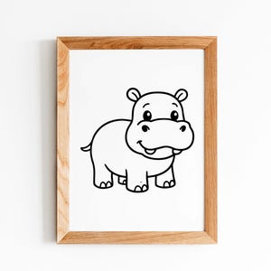 Cute Hippo Svg,black and White Hippo Clip Art,cartoon Hippo Clipart ...