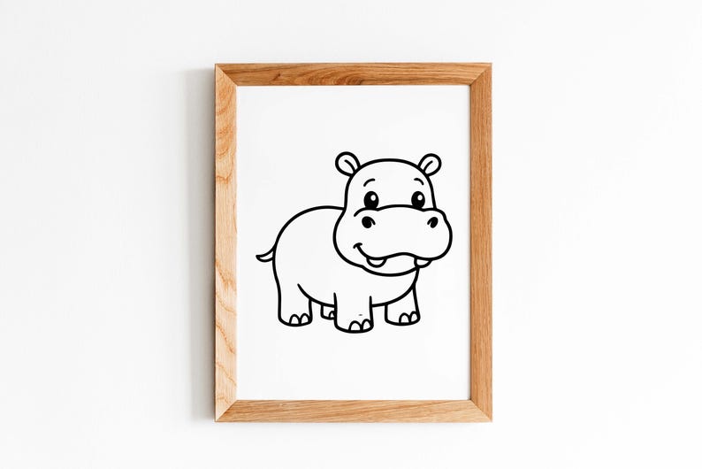 Cute Hippo Svg,black and White Hippo Clip Art,cartoon Hippo Clipart ...