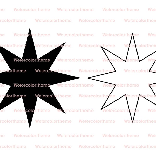 8 Point Star Svg - Etsy