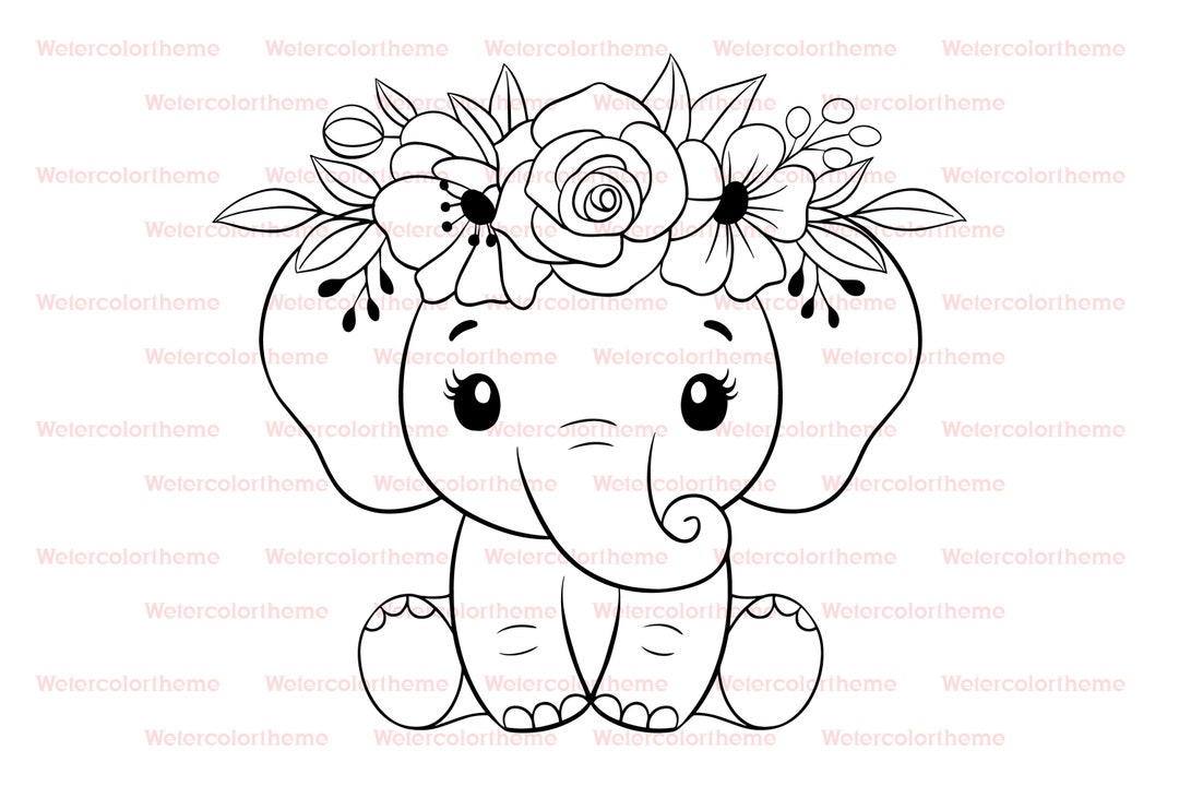 Baby Elephant Svg,elephant With Flower Svg,cute Elephant Svg,elephant ...