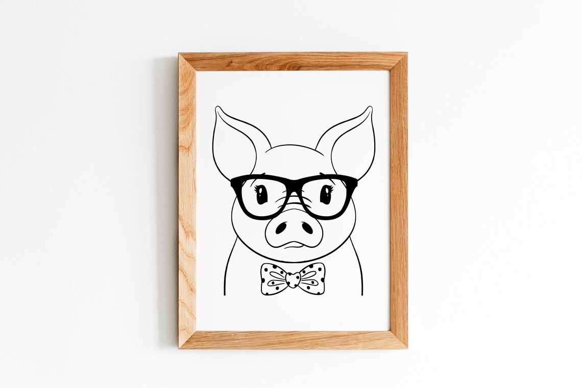Pig Svg File,pig With Glasses Svg,pig Cut File,cute Pig Svg,pig Face ...