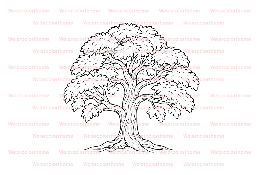 Oak Tree Svg,oak Tree Silhouette Svg,oak Tree Line Art Svg,oak Tree ...