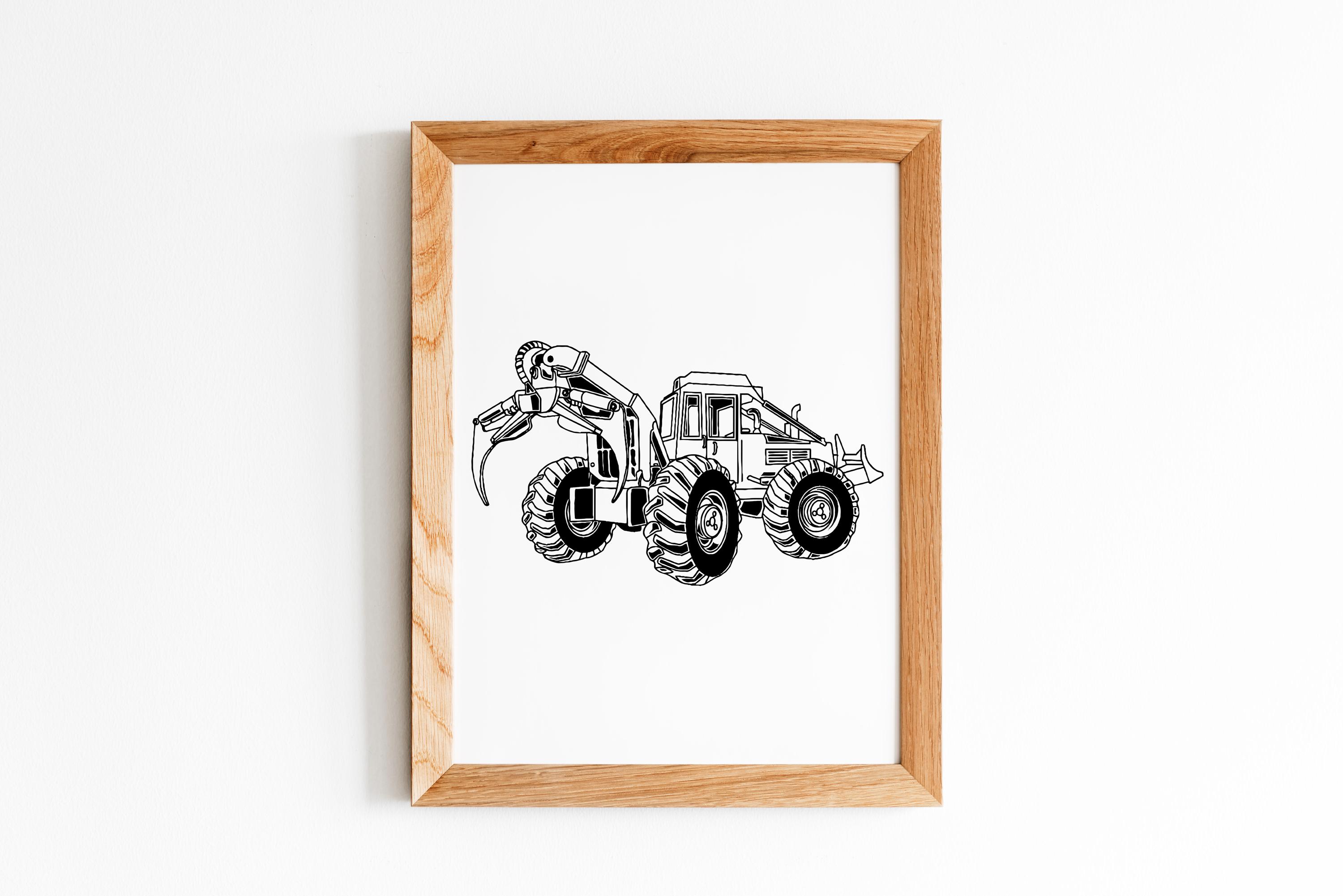 Logging Skidder SVG | Forestry Tractor Line Art Cricut Cut File - Etsy