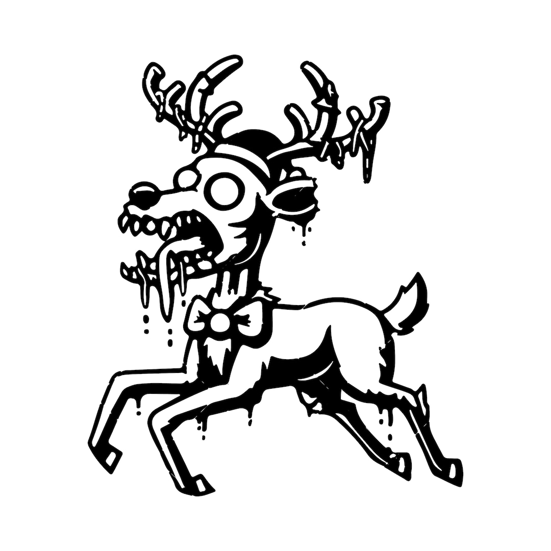 Zombie Reindeer Svg,creepy Christmas Deer Svg,undead Rudolph Craft File ...