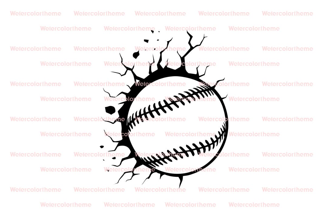 Baseball Wall Svg,baseball Smashing Svg,baseball Cracked Svg,smashing ...