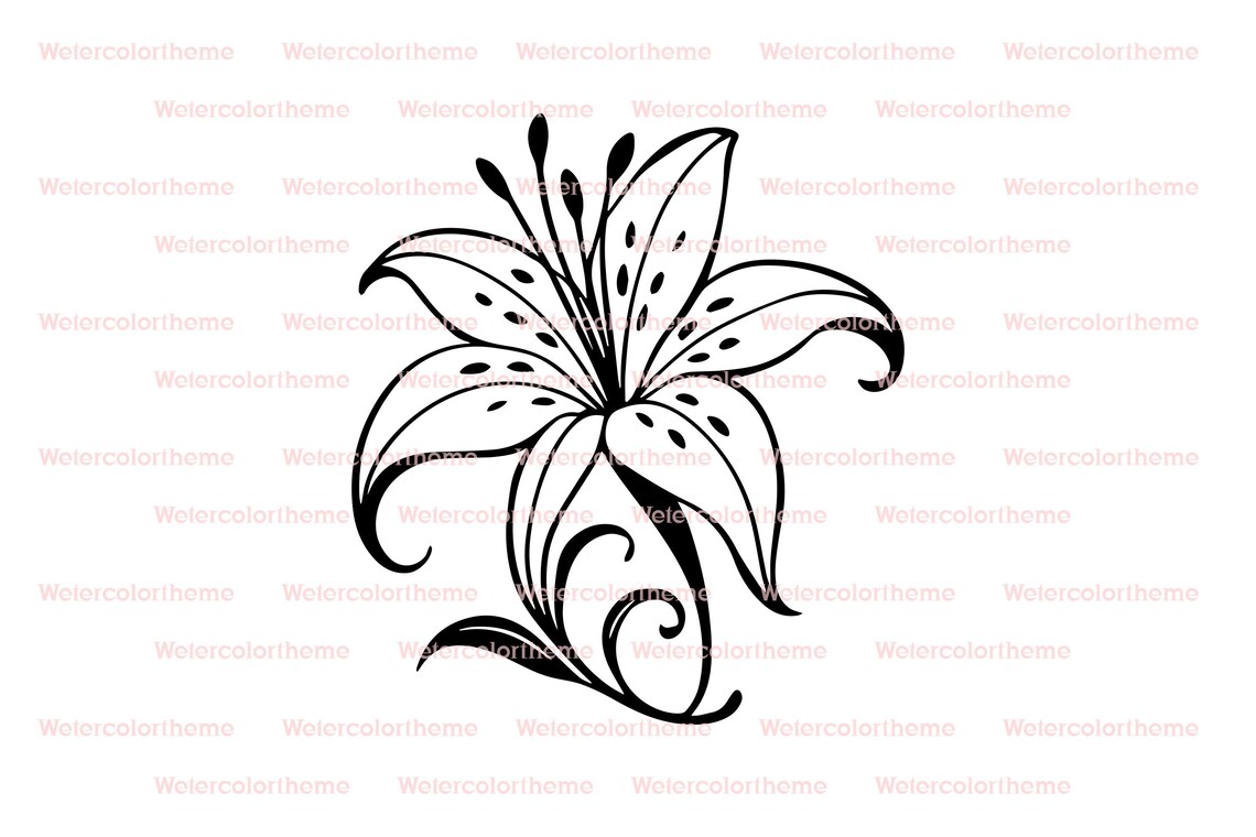 Lily Svg,lily Flower Svg,lily Clipart,lily Dxf,lily Cutfile Design,lily ...