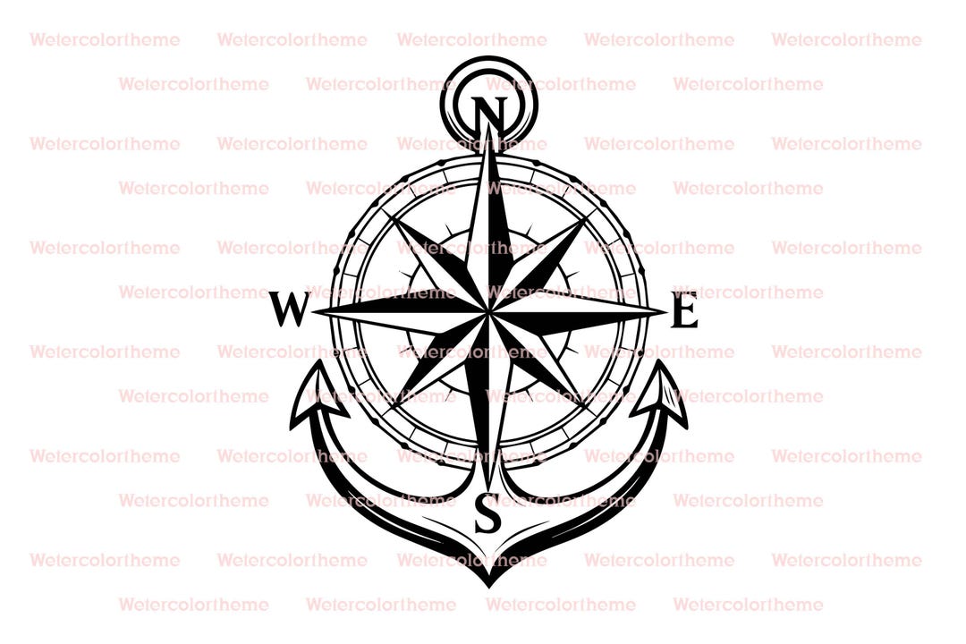 Compass Anchor Svg,anchor With Compass Png,compass and Anchor Svg ...