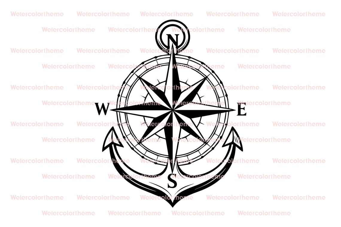 Compass Anchor Svg,anchor With Compass Png,compass and Anchor Svg ...