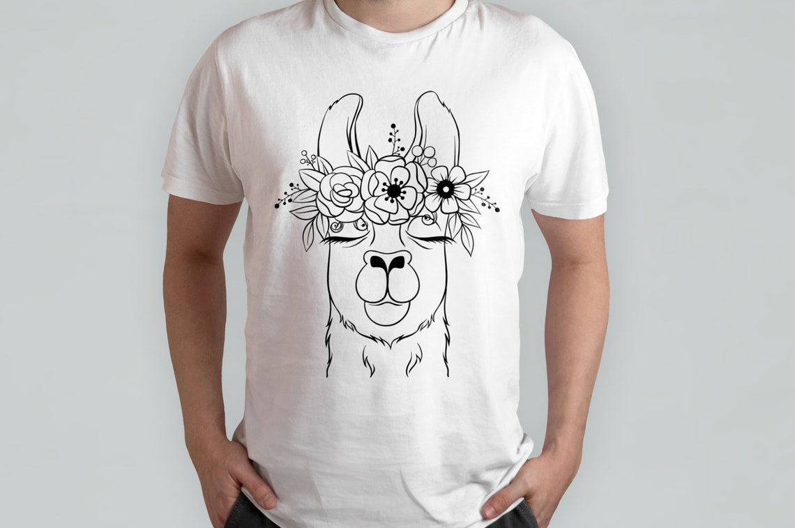Llama SVG Filellama With Flower Crownllama With Flower | Etsy