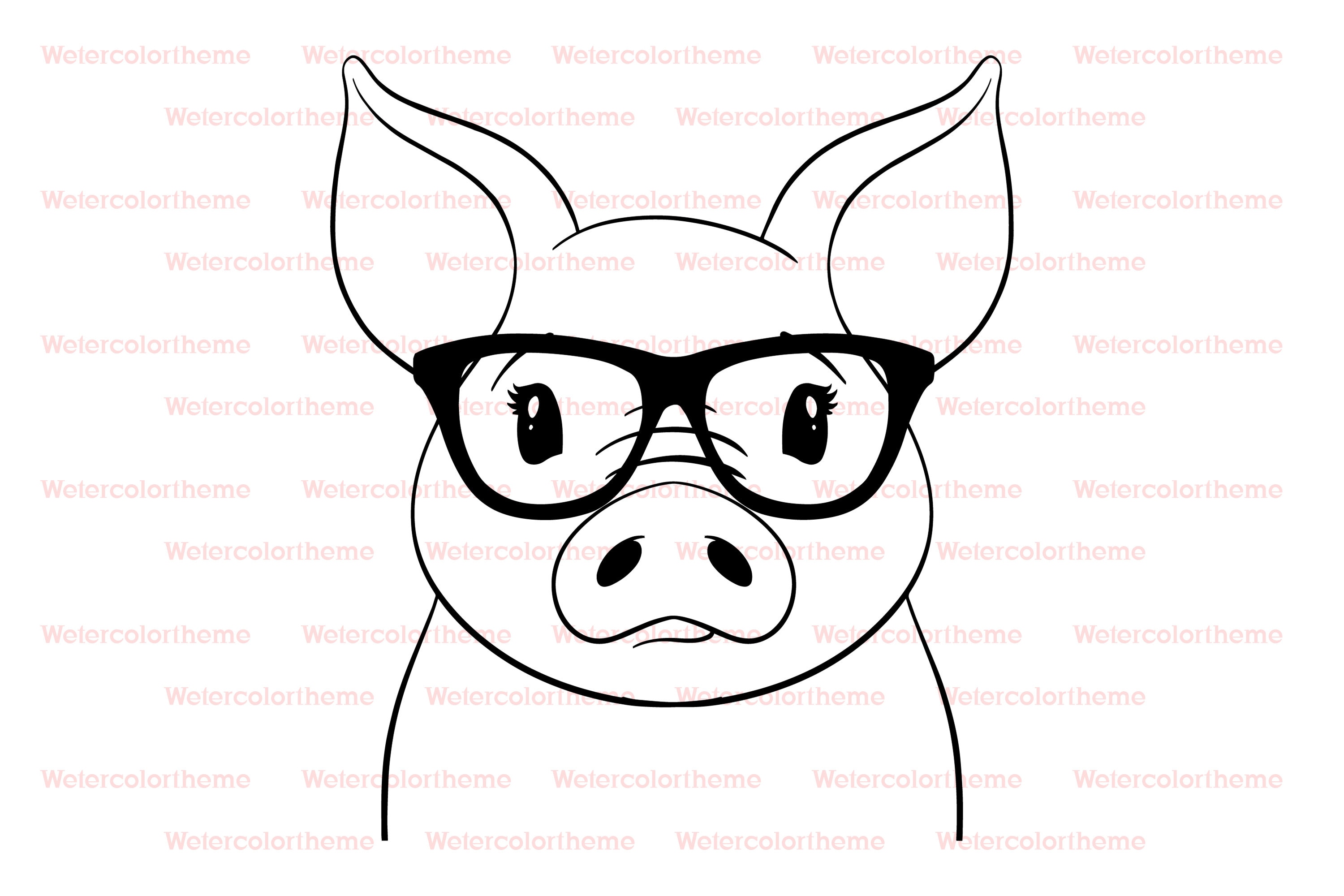 Pig Svg Filepig With Glasses Svgpig Cut Filecute Pig - Etsy