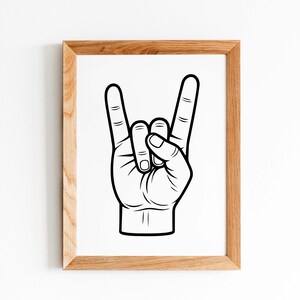 Rock on Hand Svg,rock Hand Vector,rock and Roll Hand Svg,rock Hand Sign ...