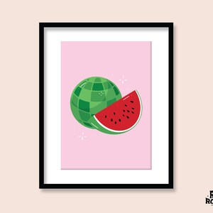 Watermelon Disco Ball Art Print | A5 A4 A3 | 70s Y2K Fruit Poster ...