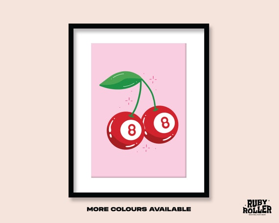 Eight Ball Cherries Art Print A5 A4 A3 70s Y2K Cherry - Etsy