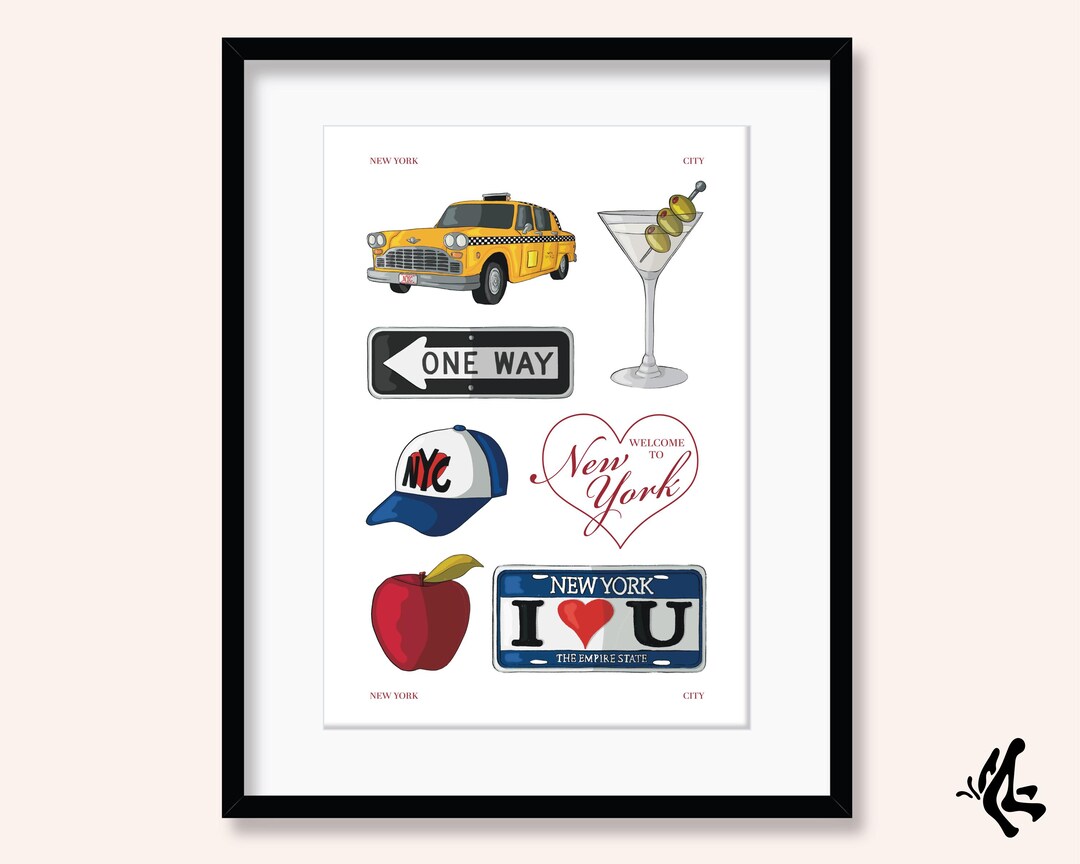 New York City Collage Art Print | A3, A4 and A5 Illustration Wall Art ...