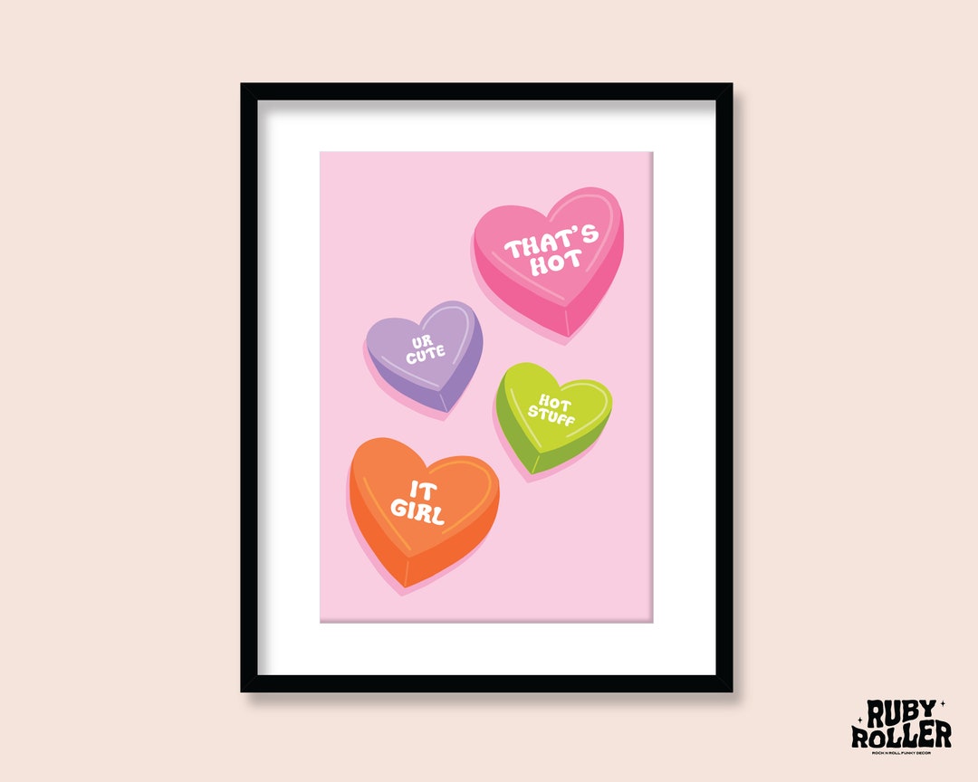 Self Love Heart Candy Art Print | A5 A4 A3 | Y2K Valentines Day Poster ...