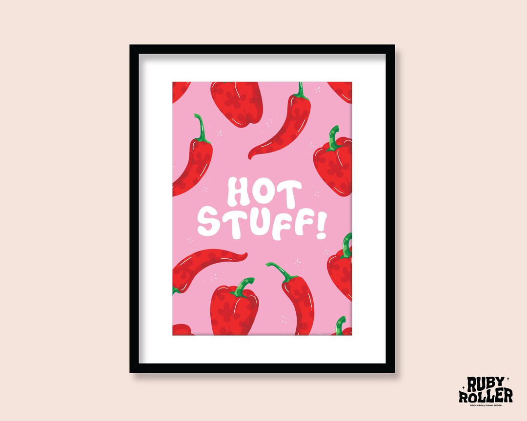 Hot Stuff Art Print | A5 A4 A3 | 60s 70s Flower | Pepper Chilli ...