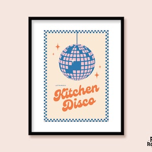 Kitchen Disco Ball Art Print | A5 A4 A3 | 70s Funky Poster | Music ...