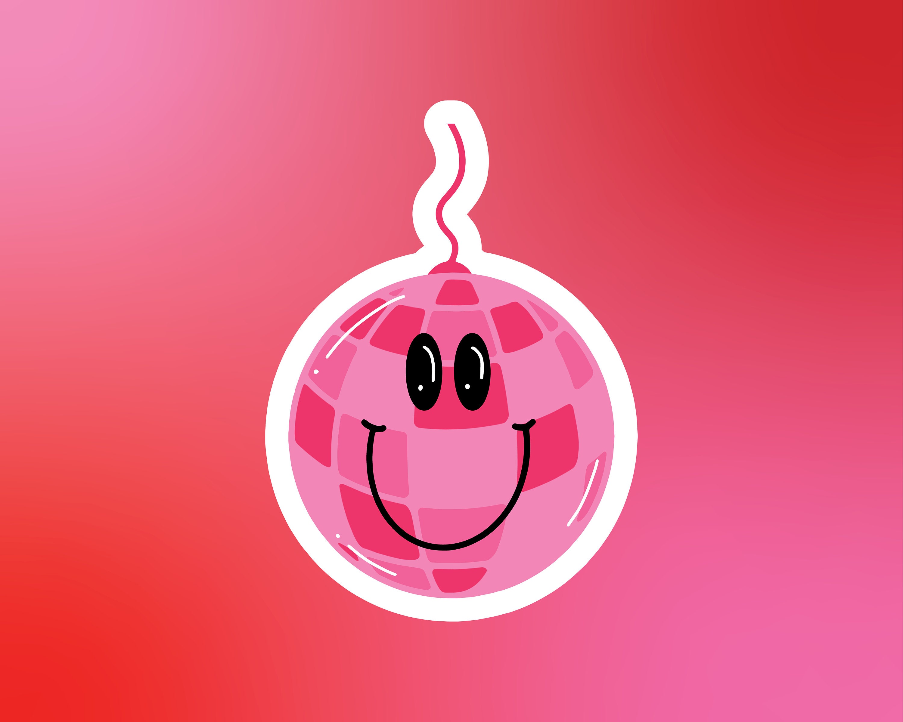 Smiley Disco Ball Laminated Sticker 70s Retro Groovy Face | Etsy