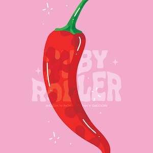 Chilli Art Print | A5 A4 A3 | 60s 70s Flower | Spicy Hot Vegetable ...