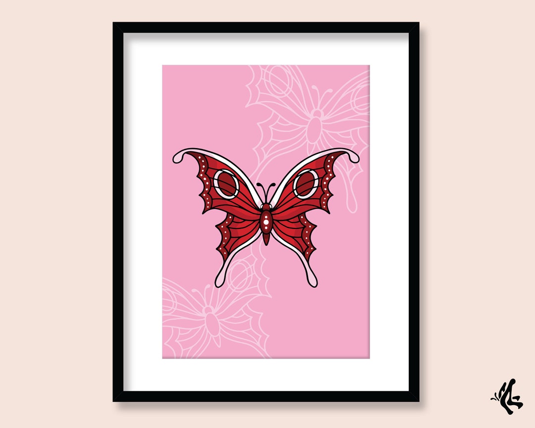 Butterfly Art Print | A5 A4 A3 | Early 2000s 90s Butterflies Entomology ...