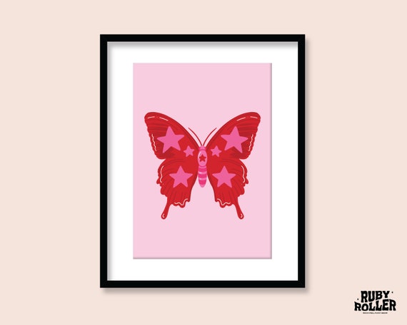 Y2K Star Butterfly Art Print A5 A4 A3 Rock Pattern 90s - Etsy