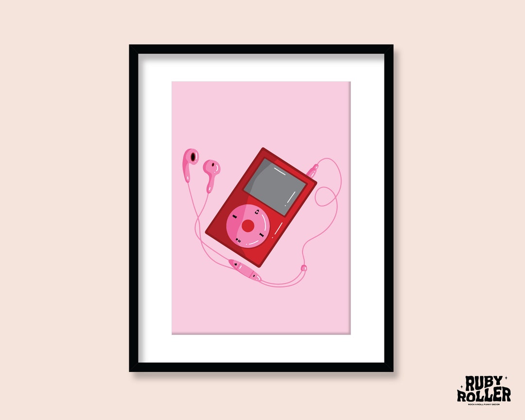 Y2K MP3 Player With Headphones Art Print | A5 A4 A3 | Y2K Poster | 00s ...