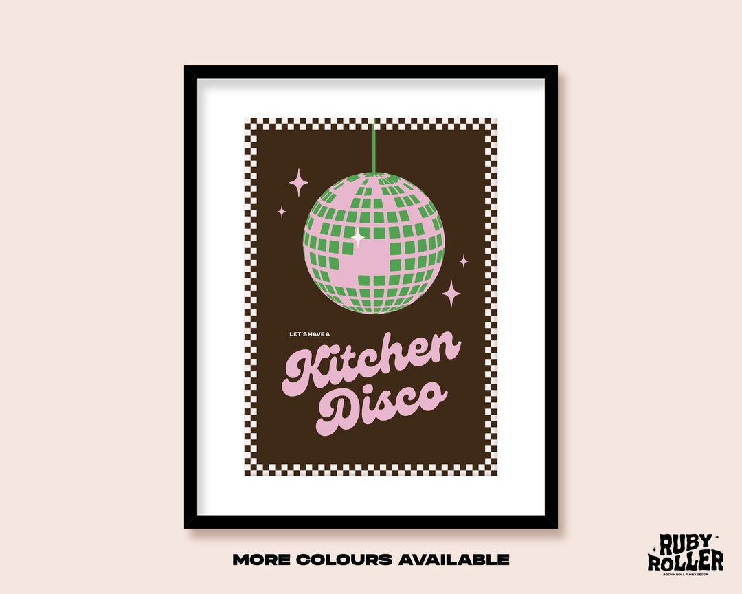 Kitchen Disco Ball Art Print | A5 A4 A3 | 70s Funky Poster | Music ...