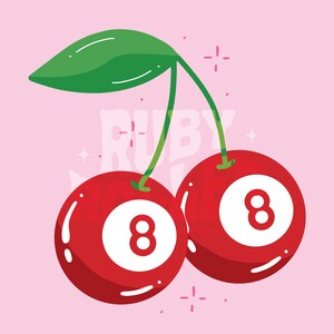 Eight Ball Cherries Art Print | A5 A4 A3 | 70s Y2K Cherry Fruit Poster ...
