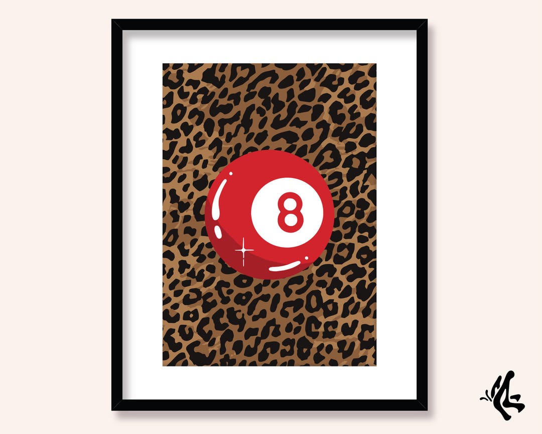 Leopard Eight Ball Art Print | A3, A4 and A5 Illustration Wall Art - Etsy