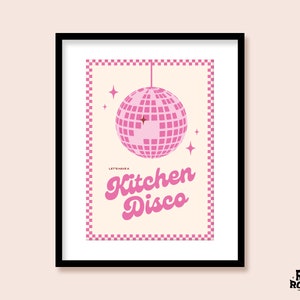 Kitchen Disco Ball Art Print | A5 A4 A3 | 70s Funky Poster | Music ...