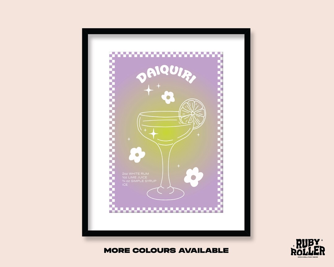 Daiquiri Cocktail Art Print | A5 A4 A3 | Funky Gradient | 60s 70s ...