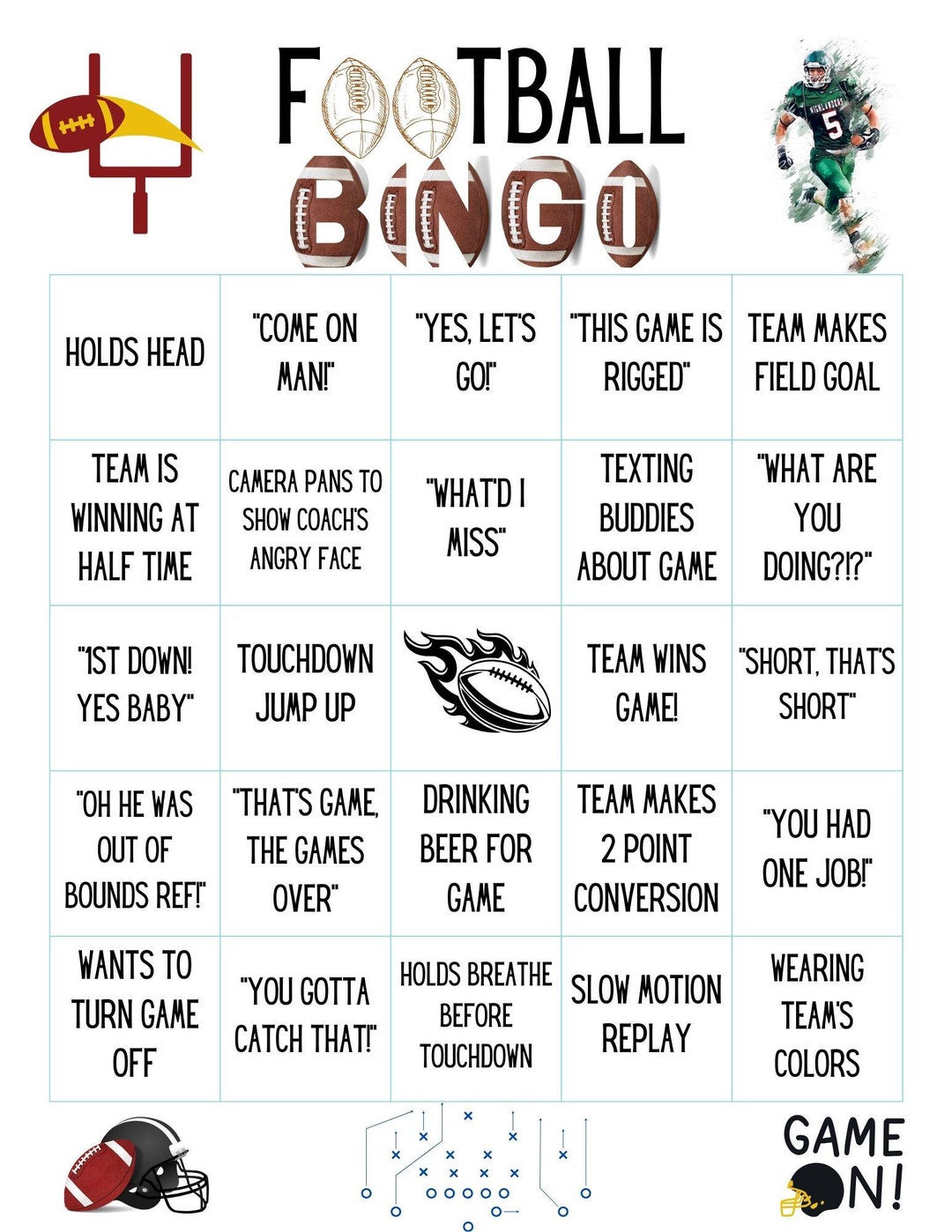 Ultimate Football Bingo Printable: Perfect for Game Day Fun! - Etsy